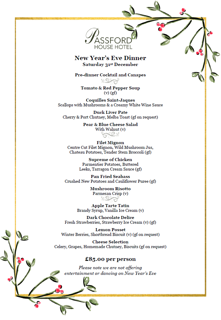 New Year Package | Passford House Hotel | New Forest Hotel