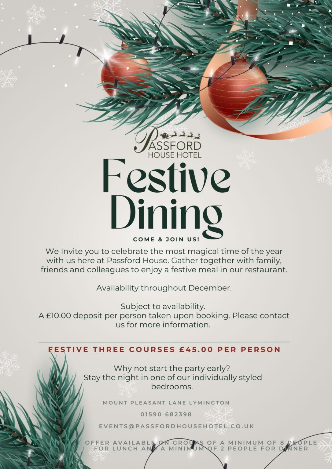 Festive Dining | Passford House Hotel